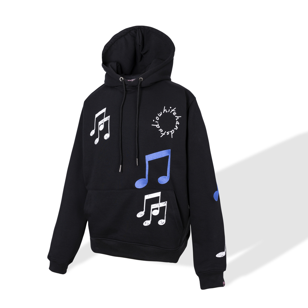 WHITEHAND MUSICAL NOTE HOODIE BLACK