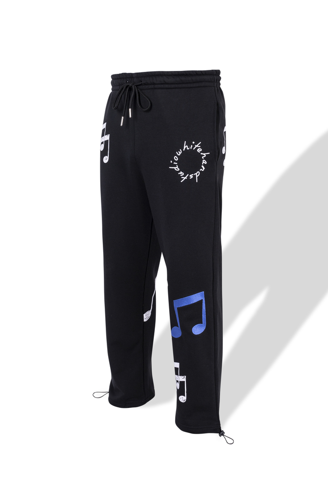 WHITEHAND MUSICAL NOTE SWEATPANTS BLACK