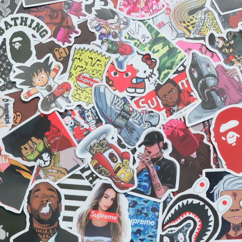 Combo Hypebeast, Supreme, Bape, ...Stickers - Bộ Hình Dán Trang Trí ...
