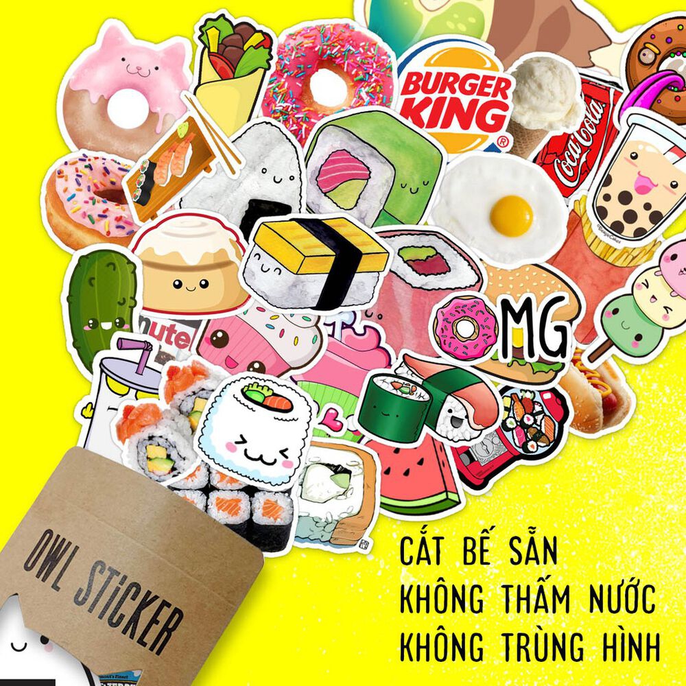 Combo Hình Dán Trang Trí Chủ đề Đồ Ăn Dễ Thương | Owl Stickers