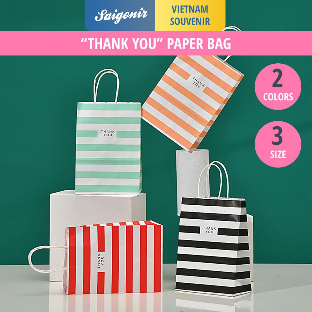 Túi Giấy Đựng Quà Thank You Quai Trắng Họa Tiết Sọc Ngang Phong Cách ...