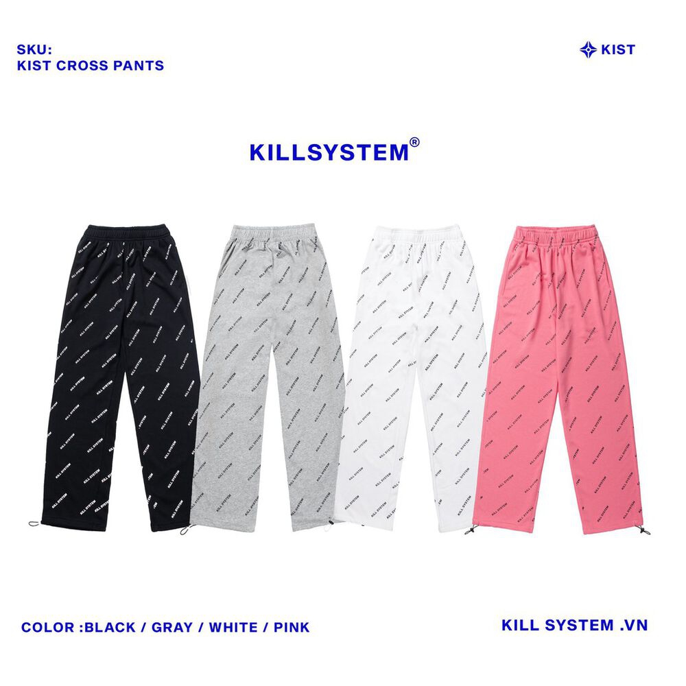 Quần Thun Kill System ống Rộng, Dáng Suông Cross Nam Nữ, Nhiều Màu, Vải ...