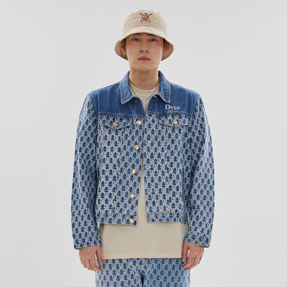 PRIVÉ LASER ENGRAVING MONOGRAM DENIM JACKET - BLUE