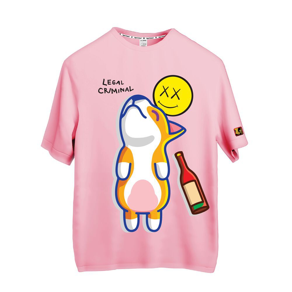 Áo Hồng Drunk Corgi (form Oversize)