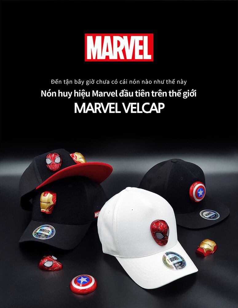 Nón Lưỡi Trai MARVEL Velcap Màu Trắng & Đèn Led Gắn Mũ SpiderMan
