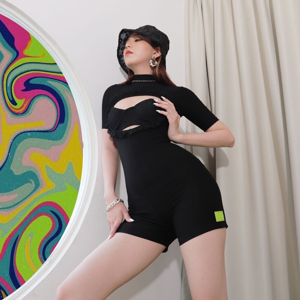 SOLAR ENERGY JUMPSUIT & BRA / BLACK