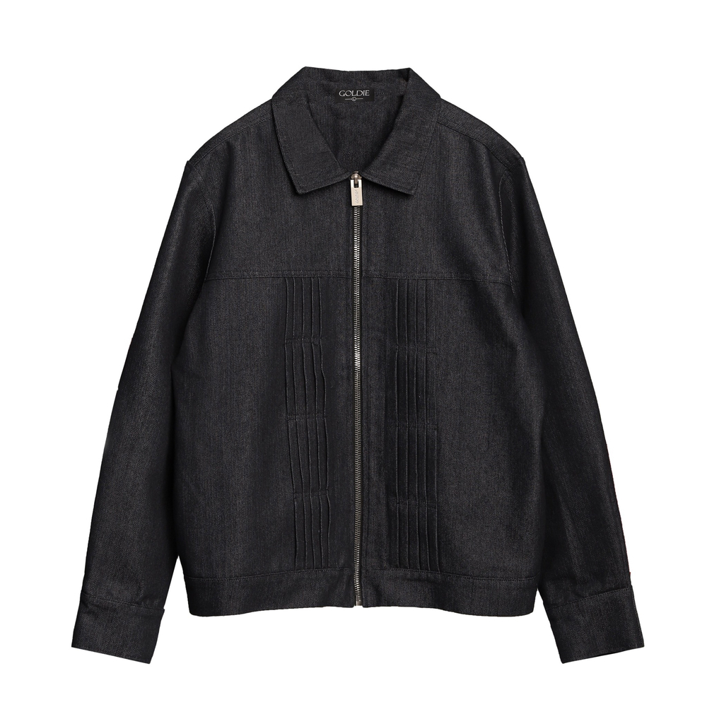 MULTI SNAPS ZIPPED DENIM JACKET